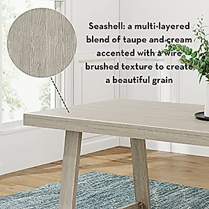 Plank+Beam 72 Inch Dining Table, Solid Wood Kitchen Table, Dinner Table for Dining Room, Seashell Wirebrush