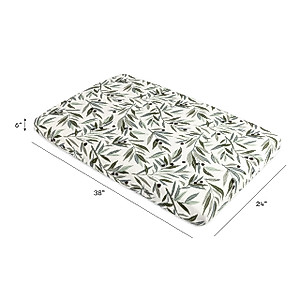 Babyletto 100% Organic Cotton Mini Crib Sheet, GOTS-Certified, Fitted 360°, Ultra-Soft and Breathable Muslin - Olive Branches