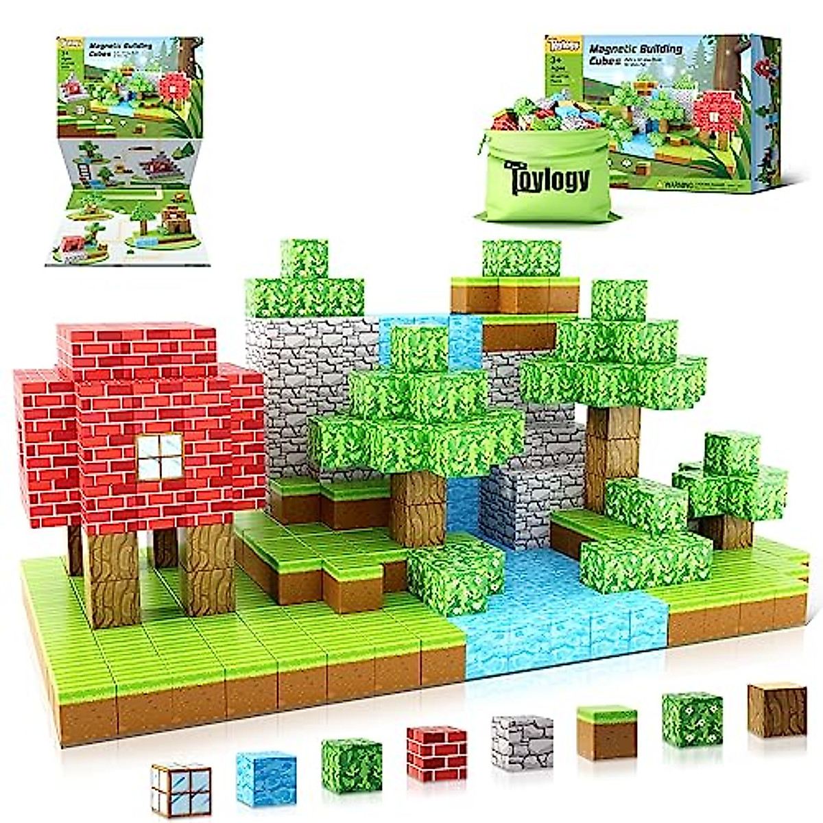 Magnetic Blocks-Build Mine Magnet World Set, Magnetic Toys for Boys & Girls Age 3-4 4-5 6-8, STEM Montessori Sensory Toys for Toddlers Gifts for 3+ Years Old Girls Boys, Fidget Cubes Construction Toys