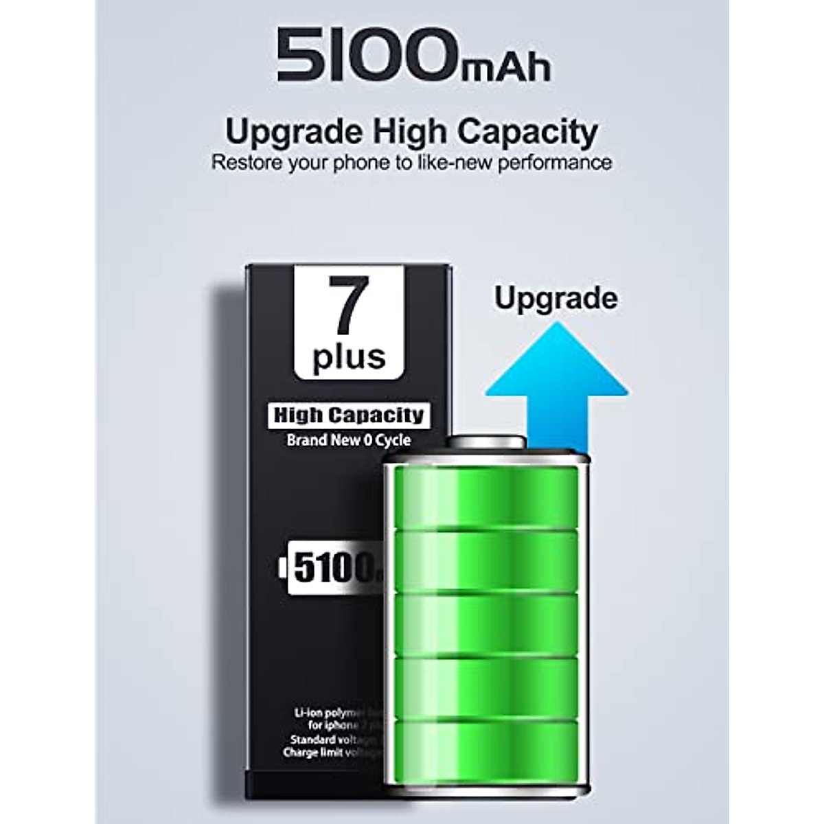 （5100mAh） Battery for iPhone 7 Plus(2022 New Version), (Model:A1661, A1784, A1785) High Capacity Than Others Replacement Battery with Complete Repair Tool Kit and Instructions .b