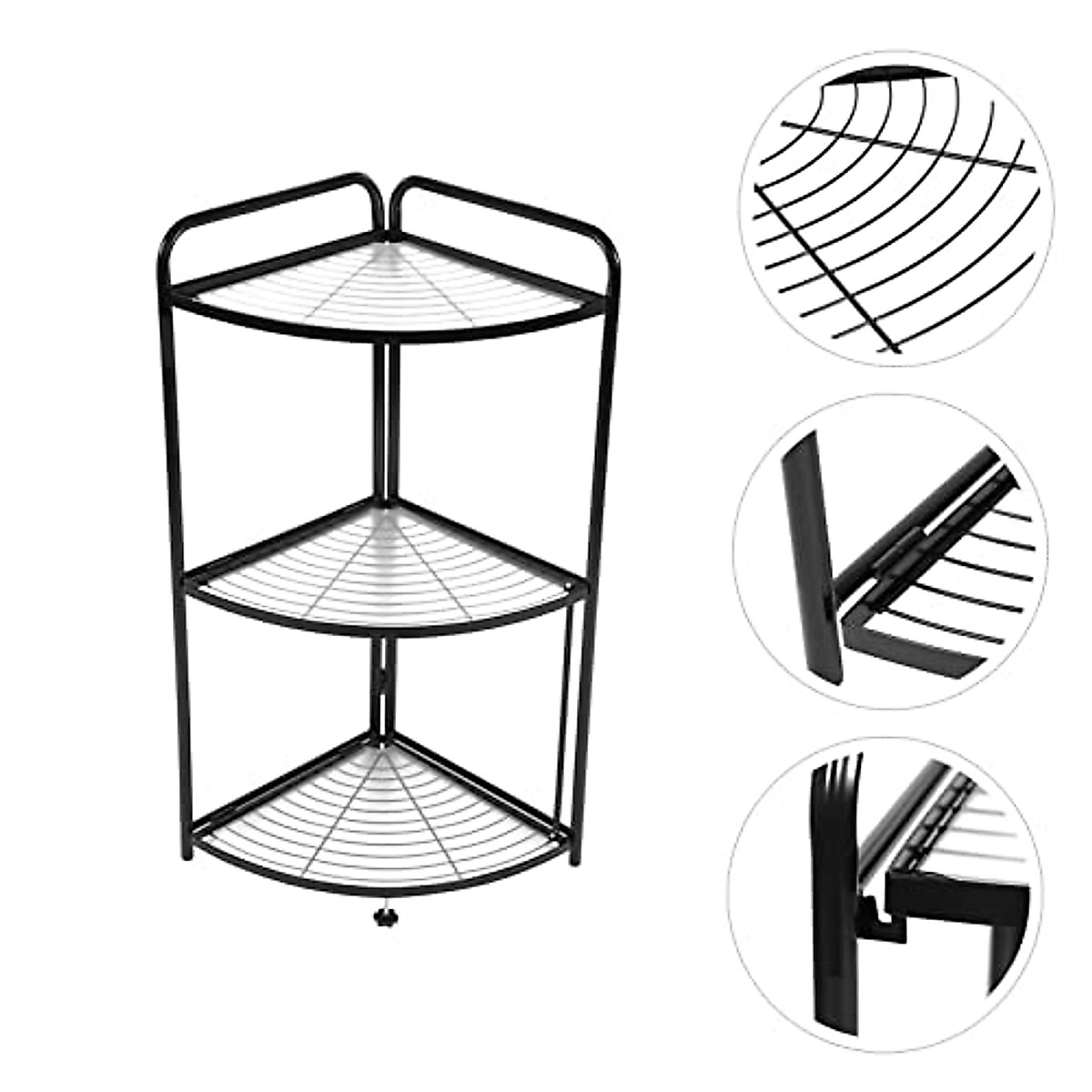 Cabilock 1pc Sturdy Home Storage Organizing Kitchen Three-layer Foldable Office for Corner Holder Cabinet Practical Layer Seasoning Steel Shelves Household Rack Organizer Shelf Pot Tier