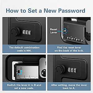 Lock Box for Safe Medicine Storage, Lockable Storage Box Medicine Lock Box, Lock Boxes for Personal Items, Safe Box with Lock Refrigerator Lock Box, Combination Lock Box with Code, Black