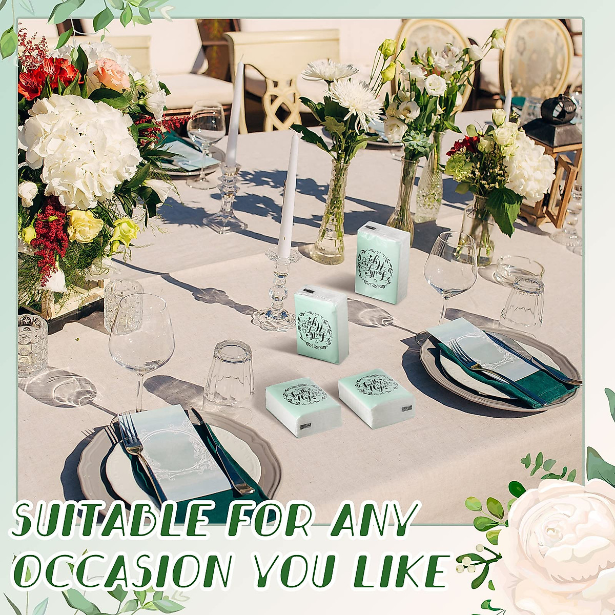 Travel Tissues Packs Wedding Facial Tissues Bulk Pocket Tissues Small Tissues Travel Size Faith Hope Love 3 Ply Tissue Packs Wedding Favors for Guests (50 Packs)