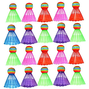 Veemoon 20PCS Badminton Shuttlecocks,Colorful Badminton Balls Plastic Birdies Balls for Indoor Outdoor Exercise Training Sports Activities Fitness (Random Color