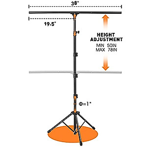 Svopy T Shape Backdrop Stand - 6.5x3.2ft Photo Backdrop Stand for Parties with 4 Spring Clamps, Sandbag and Carry Bag, Sturdy Back Drop Adjustable Stand for Photography, Photoshoot, Parties, Zoom