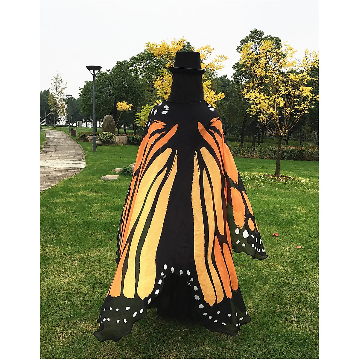 Halloween Butterfly Wings Costume for Women Girls Printed Moth Cape Shawl Wrap Moth Butterfly Cloak(Yellow)