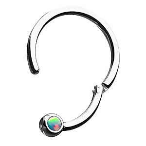 Pierced Owl 16GA Implant Grade Titanium White Synthetic Opal Hinged Segment Ring (3/8" (10mm))