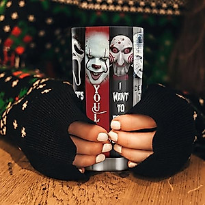 Keraoo Classic Horror Character 20oz Tumbler, Gift for Men & Women - Horror Mug & Cup, Halloween Decoration