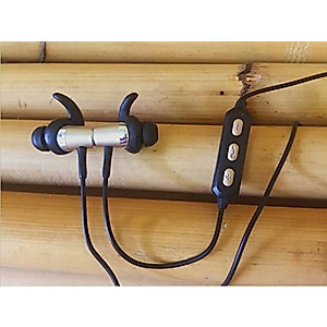 Micro.cc Wireless Sports Headphones, Magnetic Wireless Earbuds with Bluetooth 4.1 ~ Lightweight & Noise Cancelling ~ Exercise Earphones with Built in Mic ~ Perfect for Workouts, Running & More (Gold)