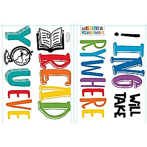 Reading Will Take You Everywhere Inspirational Quote Wall Decal Sticker, Motivational Phrase Nursery Decoration Classroom Bedroom Playroom Art, Kid Study Room Library Wall Sticker Decor