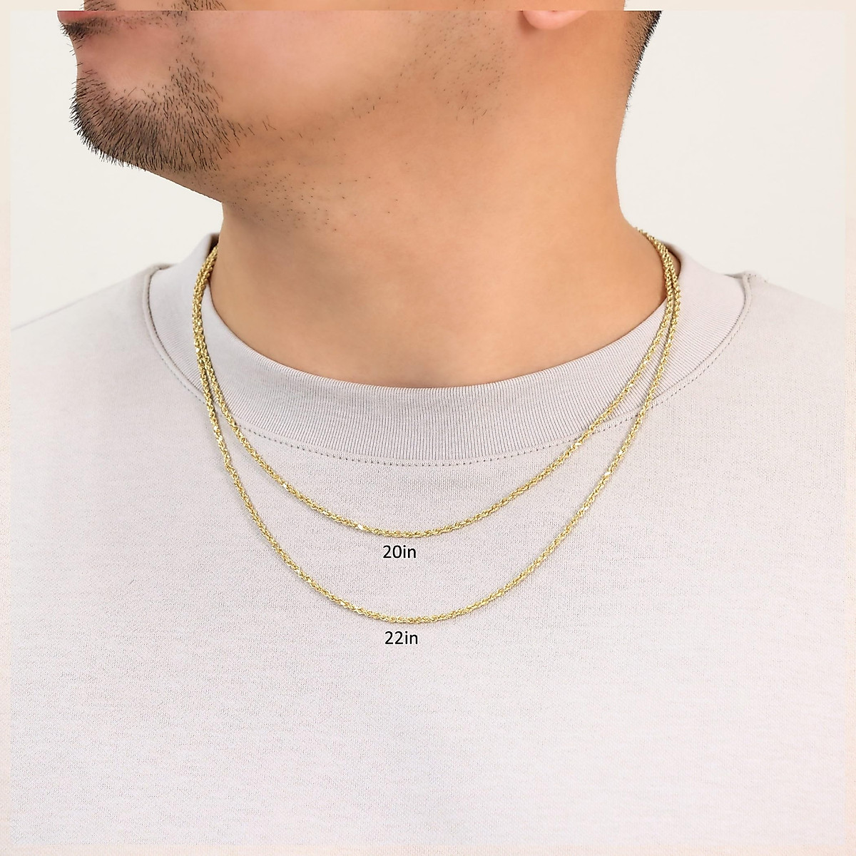 Nuragold 10k Yellow Gold 2mm Rope Chain Pendant Necklace, Womens Mens Jewelry 16" 18" 20" 22" 24"