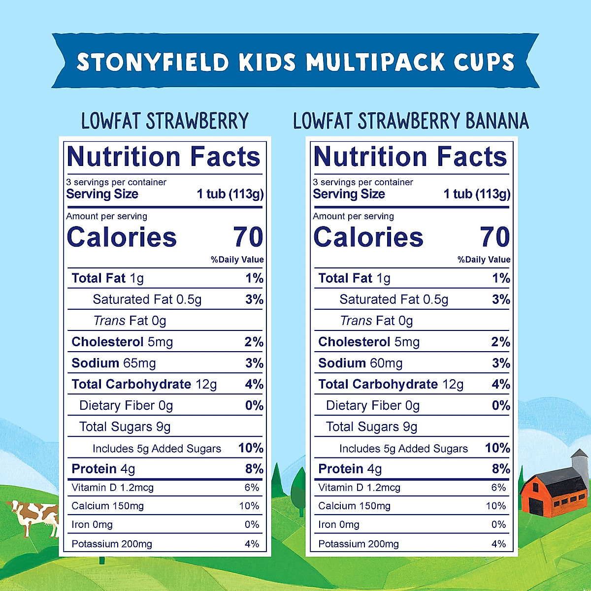 Stonyfield Organic Kids Strawberry & Strawberry Banana Lowfat Yogurt Cups Variety Pack, 4 oz. Each, 6 Ct