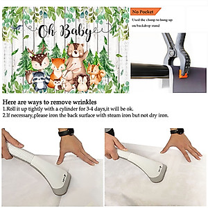 Avezano Oh Baby Backdrop Forest Safari Jungle Animals Boys Girls Baby Shower Party Decorations Cartoon Bear Deer Woodland Baby Shower Photography Background (7x5ft)