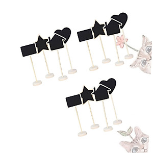 NUOBESTY 15pcs Mini Message Board Signs Mini Chalkboards Support Hanging Chalkboard Labels Wedding Sign Chalkboard Hanging Tag Mini Blackboard Easel Woodsy Decor with Base Bamboo Mini Table