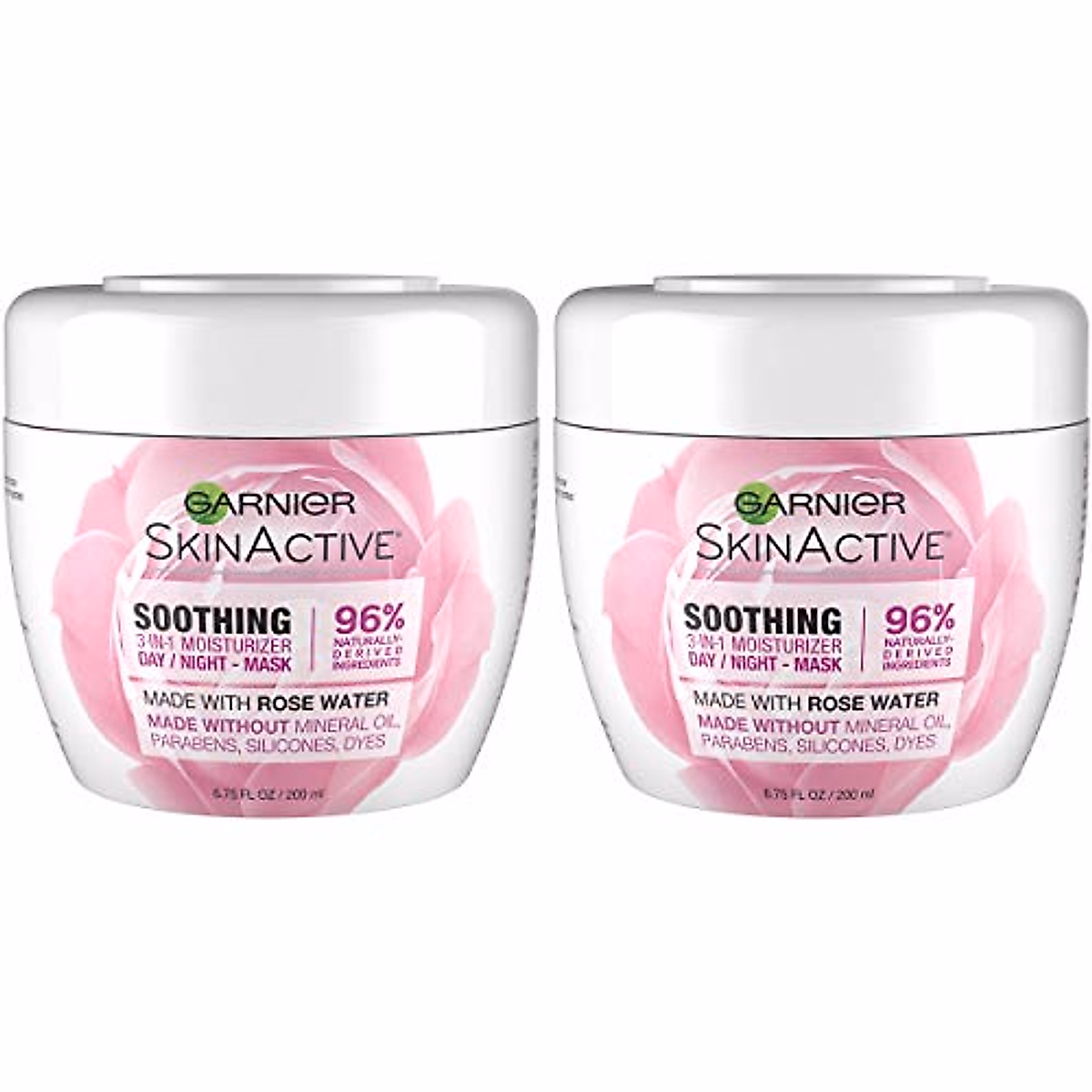 Garnier SkinActive 3-in-1 Face Moisturizer with Rose Water, 6.7 Fl Oz (Pack of 2) (Packaging May Vary)