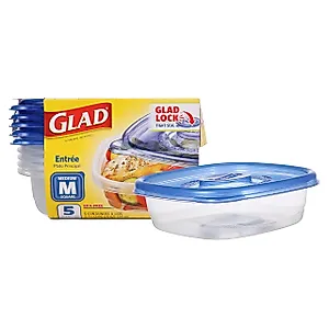 Glad Medium Square Food Storage Containers for Everyday Use | Medium Square Food Storage Containers Hold up to 25 Ounces of Food (25 Oz) |5 Count, Standard Food Containers