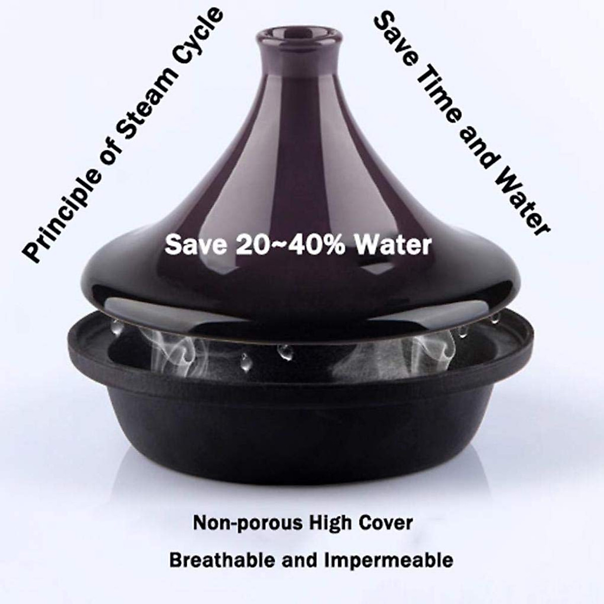 MYYINGBIN Moroccan Tagine Cast Iron Pot Resistant to Dry Burning High Tightness No Cracking Easy to Clean Tagine Pot for Medium to Extra Large Cooking