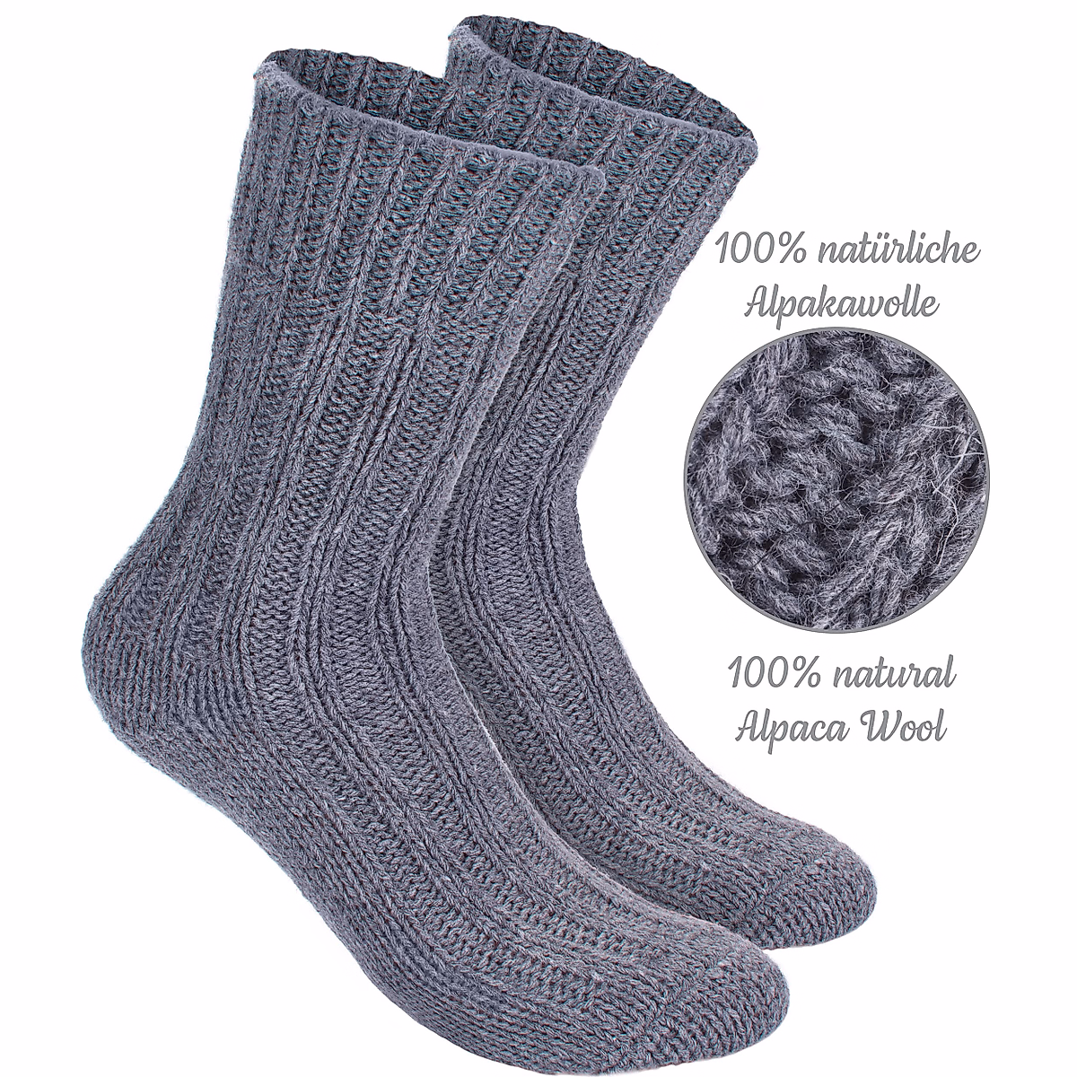 BRUBAKER 4 Pairs of Alpaca Kids Socks 100% Alpaca Wool - Children Baby Winter Socks - Wool Socks for Boys and Girls