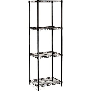 Nexel Adjustable Wire Shelving Unit, 4 Tier, NSF Listed Commercial Storage Rack, 24" x 24" x 74", Black Epoxy