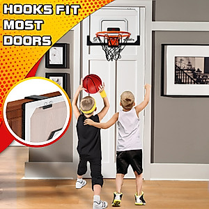 SUPER JOY Mini Indoor Basketball Hoop Over The Door Basketball Hoop with Audio Scoreboard and Batteries | Door Room Basketball Hoop Office Basketball Hoop Bedroom Basketball Hoop for Kids & Adults
