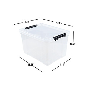 Eagrye 4-Pack 32 L Wheeled Clear Plastic Storage Latch Box, Large Clear Storage Bin with Lid