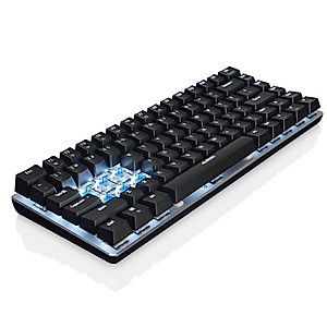 Qisan Gaming Keyboard Mechanical Wired Keyboard Blue Switch Backlight Keyboard 82-Keys Extreme Simple Design Black