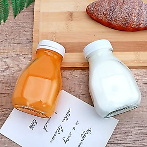 Accguan Glass Milk Bottles,11oz Reusable Glass Bottles with Lids,Suitable for Milk, Juice, Beverage, Party, Weddings, Shower Supplies and Gifts(22 pcs)