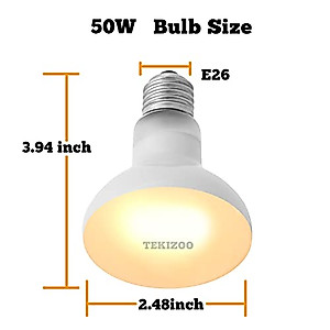 TEKIZOO Reptile Heat Lamp UVA Basking Daylight Spot Bulb for Amphibian,Lizard,Tortoise,Bearded Dragon 50W(3 Pack)
