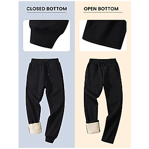 Lentta Men's Elastic Drawstring Waist Warm Sherpa Lined Fleece Cuffed Sweatpant Pant（Darkgrey-M）