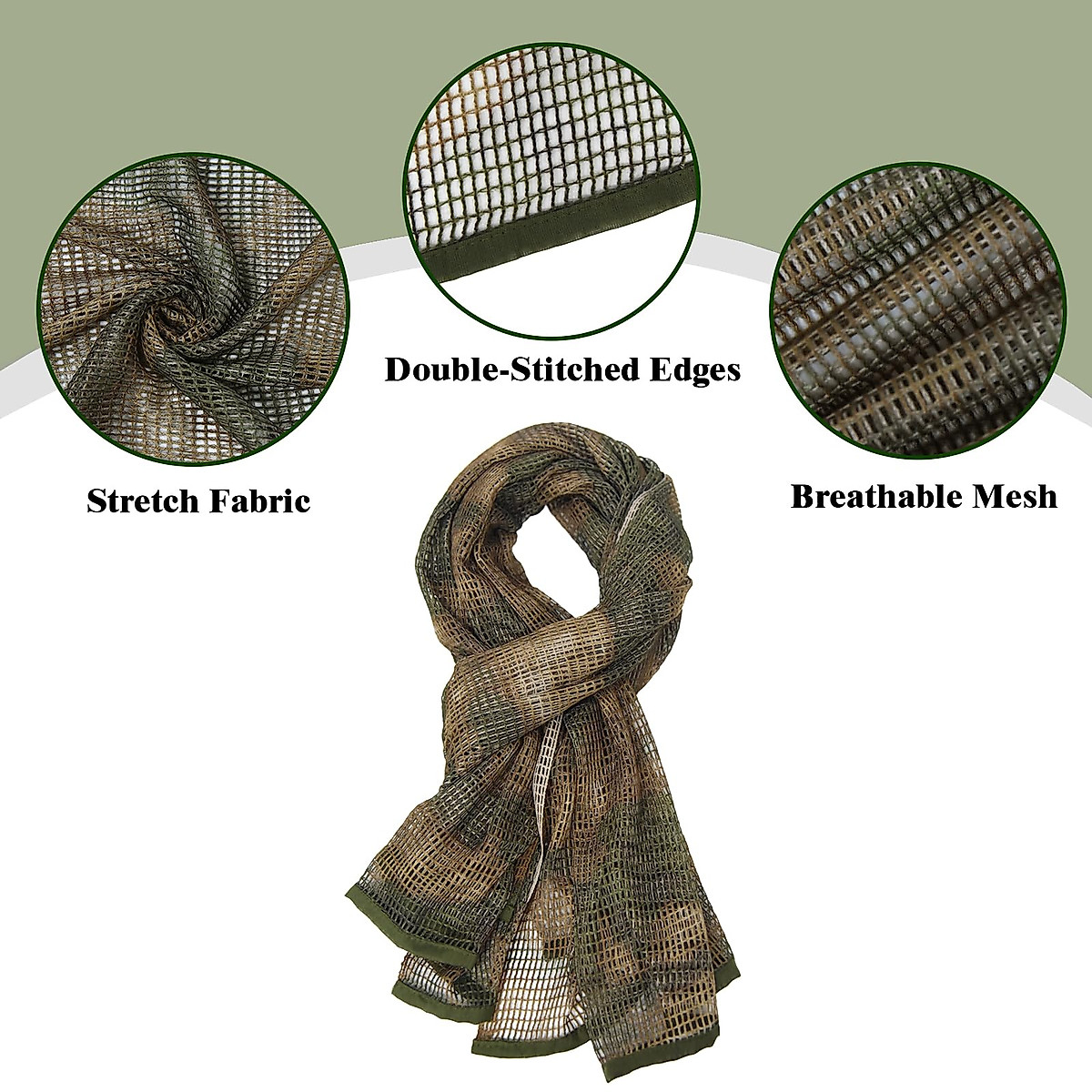 HYOUT Tactical Military Neck Scarves Woodland Camo Scarf Sniper Veil Desert Shemagh for Wargame Outdoor Sports