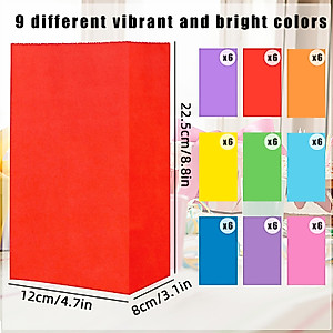 VGOODALL 54PCS Solid Color Paper Bags, Neon Colored Gift Bags Party Favor Treat Bags Goodie Bags for Birthdays Baby Showers Crafts Wedding 9 Assorted Colors