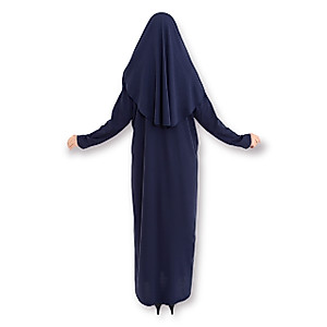 Avanos Prayer Clothes for Muslim Women, Praying Islamic Abaya Niqab Burka Hijab Face Cover Clothing Muslim Dress (Navy Blue, 1)