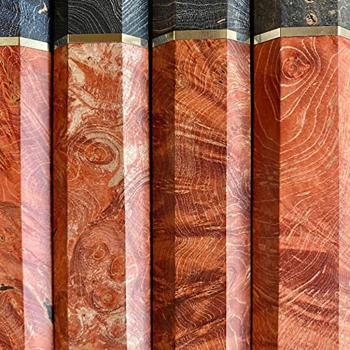 Generic Japanese Kitchen Knife Handle, Octagon, Stabilized Wood, Finished Scales, WA Unique Wooden Kyoto Sunset (Large), Orange