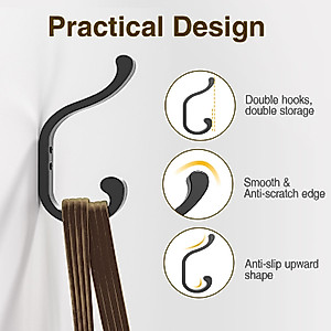 bussdis Coat Hooks Wall-Mount Coat Hanger - Wall Hooks for Hanging Heavy Duty,Hold 30 Lb,Hat Hooks for Baseball Caps,Towel Hooks,Backpack Hooks,Key Hook,Hooks for Hanging Towels,Black,4 Pack