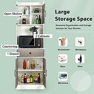 YDXNY Three Door 71" Kitchen Buffet Storage Cabinet with Trolley Adjustable Shelves Black/White (Color : E, Size : As Shown)