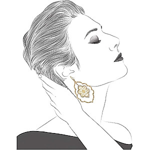 Gold Filigree Flower Earrings for Women Dangling Jewelry (gold filigree earrings)