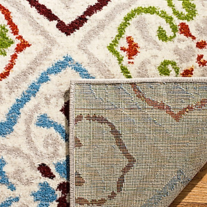 SAFAVIEH Sagamore Collection Area Rug - 8' x 10', Light Grey & Terracotta, Floral Trellis Design, Non-Shedding & Easy Care, Ideal for High Traffic Areas in Living Room, Bedroom (SAG425A)