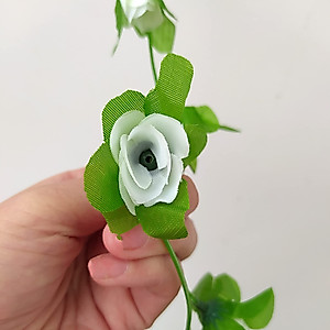 Spring Artificial Rose Flowers Hanging Garland Artificial Fake Flower Rose Ivy Vine Hanging Plant for Wedding Birthday Party,Baby Shower Garden Home Bedroom Office Decoration 4Pack White