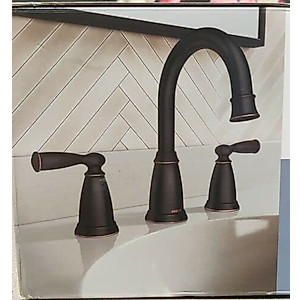 Moen Banbury 8 in. Widespread Double Handle High-Arc Bathroom Faucet in Mediterranean Bronze