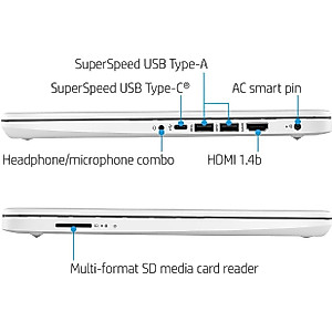 HP 2023 14-inch HD Laptop, Intel Celeron N4020, 4GB RAM, 64 GB Storage, Windows 11 Home, Thin & Portable, 4K Graphics, One Year of Microsoft 365, Snowflake White