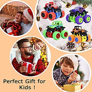 JAFATOY Toy Cars for Kids 1-5 Years Old Boys Girls, 2 Pack Monster Trucks Pull Back Car Toy Durable Big Wheels 360 Rotating Stunt Toy Truck Great Gift for Toddler Boys