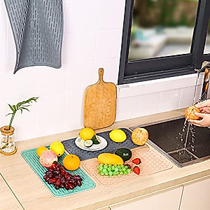 Silicone Dish Drying Mat, Kitchen Drying Mat Easy Clean for Multiple Usage Dry Mat for Dishes Silicone Drying Mat for Kitchen Counter Heat Resistant and Sink, Refrigerator Non Slip Dry Mat for Dishes
