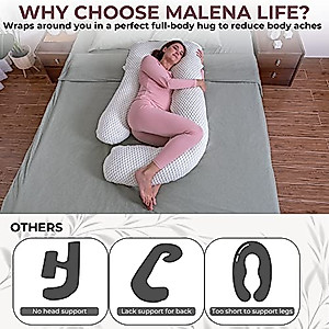 U Shaped Pregnancy Body Pillow with 2 Removable Covers for Sleeping Full Body, Head, Belly, Back, Leg Pillow for Side Sleepers Maternity Pillow (Mesh Airflow - Light Green + Jersey Light Grey)