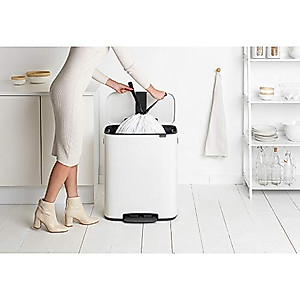 Brabantia Bo Step On Pedal Trash Can, 1 Inner Bucket (16 Gal), White