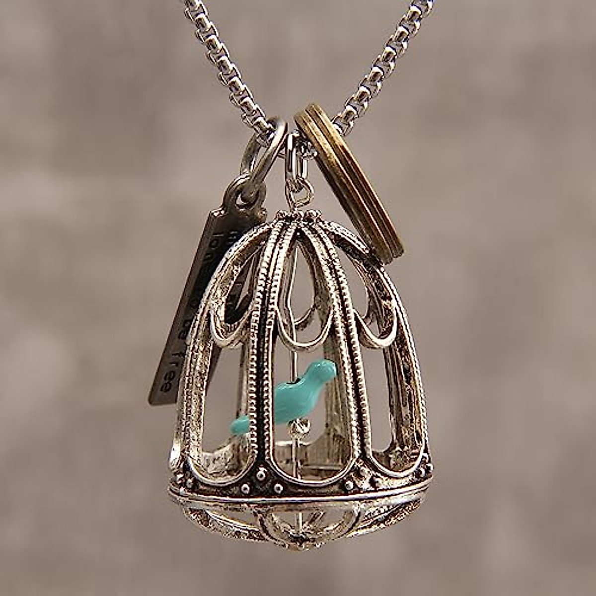 joymiao Long Boho Necklace Womens Leather Necklace Birdcage Leather Pendant Necklace Circle Long Choker Necklaces for Women