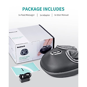 Nekteck Shiatsu Foot Massager Machine with Soothing Heat, Deep Kneading Therapy, Air Compression, Improve Blood Circulation and Foot Wellness,Relax for Home or Office Use(Gray)