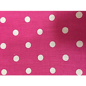 Hot Pink White Small Polka Dot Poly Cotton Fabric -Sold by The Yard - 58" / 59"