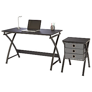 Realspace® X-Cross 48"W Computer Desk With File Cabinet, Black