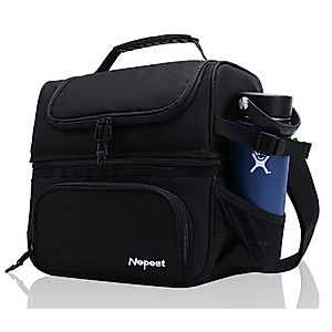 Nepest Large Insulated Lunch Cooler Bag for Adult Men Women 24 Can Heavy Duty Lunch Box Reusable Lunchboxes Leakproof Lunch Pale Soft Coolers Bags with Shoulder Strap for Work Picnic Office, Dark Gray