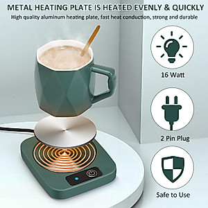 Coffee Warmer with Ceramic Mug, Electric Coffee Warmer for Desk Home Office, 131℉ Temperature Control, 16 Watt, Smart Coffee Cup Warmer for Heating Coffee, Milk, Tea